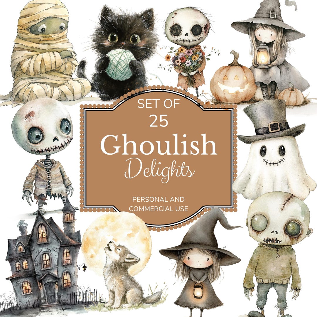 Halloween Clipart Set: 25 Spooky PNG Characters (digital Download) - Etsy