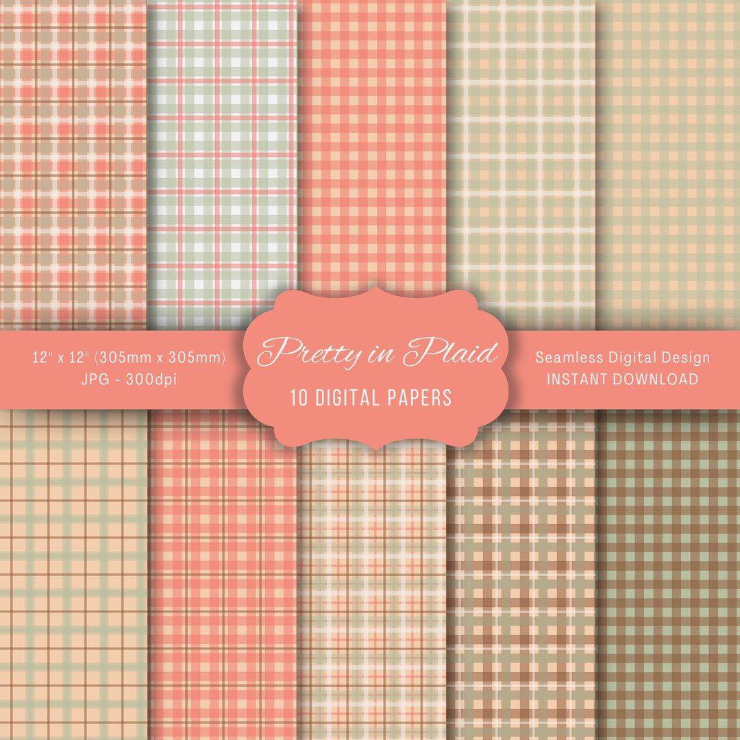 Pink Plaid Digitized Paper Pack for Scrapbooking | Seamless Patterns ...