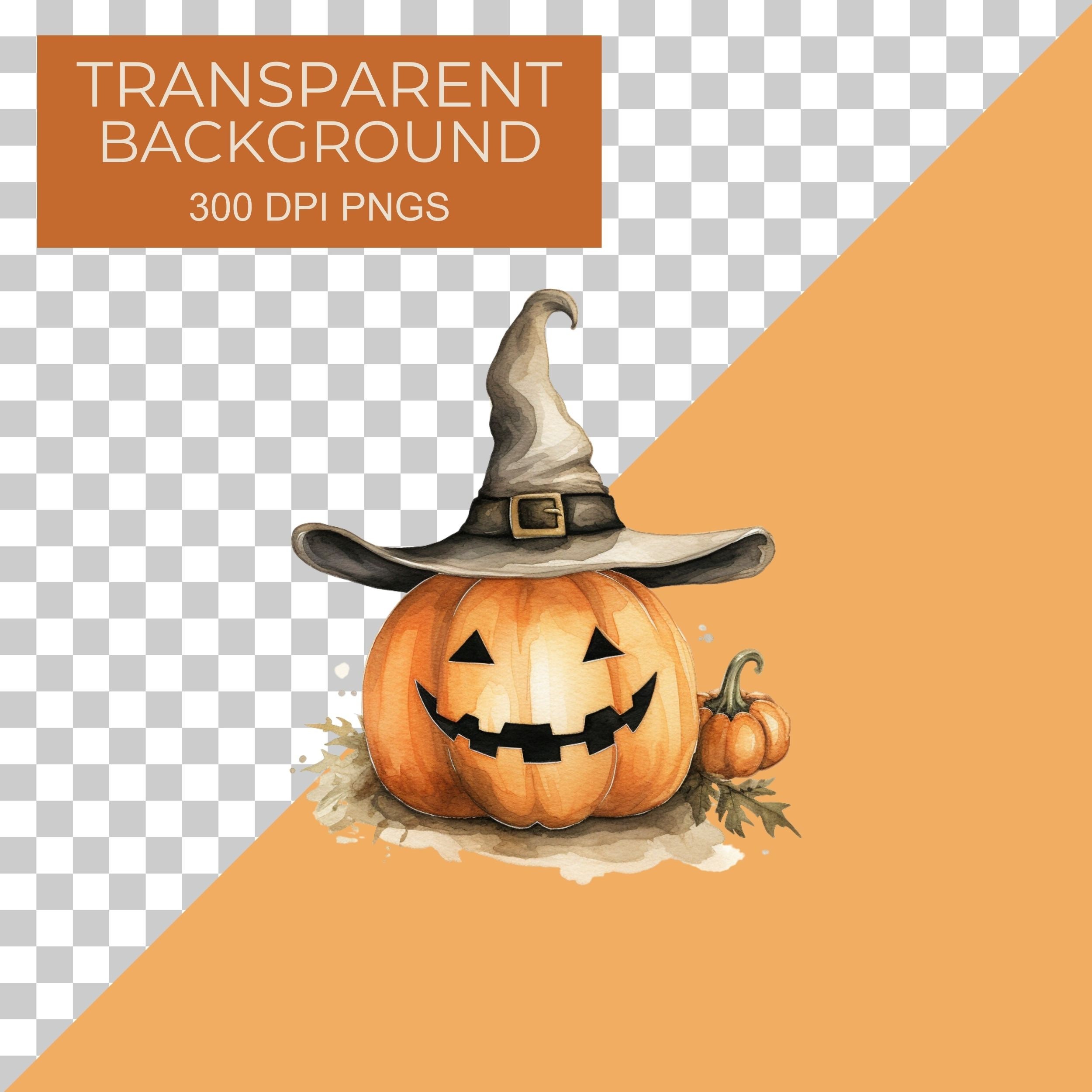 Watercolor Halloween Clipart: Ghost, Pumpkin, Candy Art (PNG Digital ...