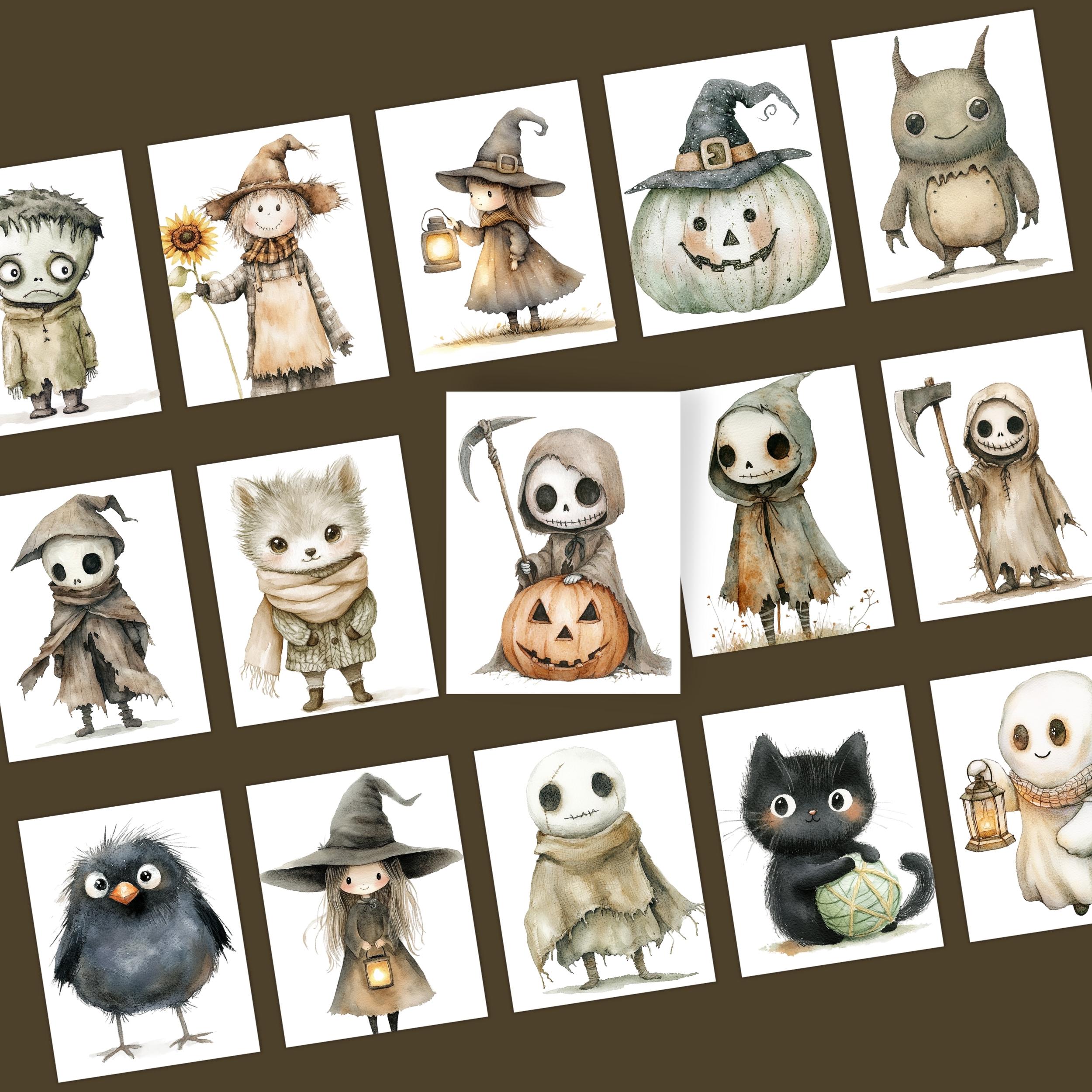 Charming Halloween Clipart Set | 25 Spooky Cute Characters | Instant ...