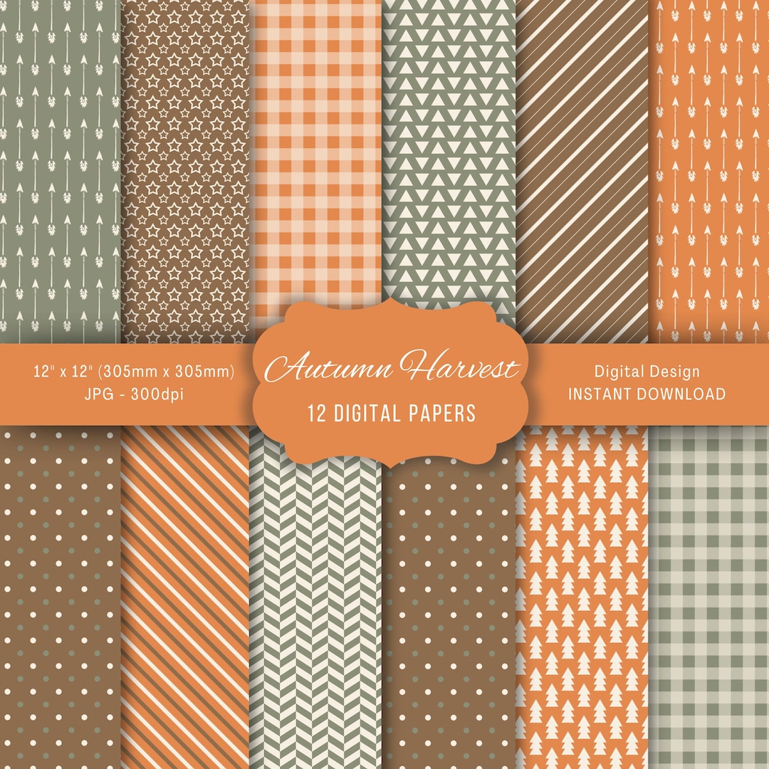 Autumn Harvest Digital Paper Pack | Fall-themed Scrapbook Papers ...