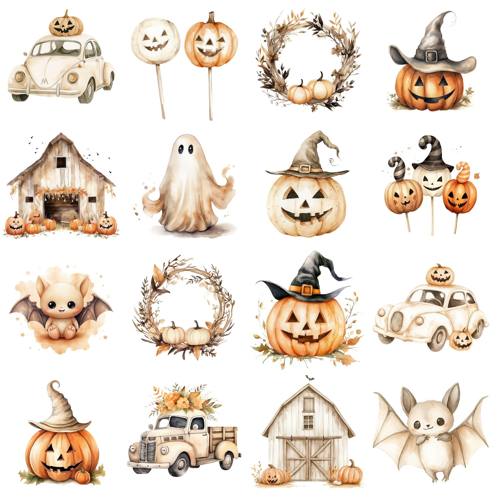 Halloween Clipart Set | Haunted Harvest Graphics | Cute Pumpkins ...