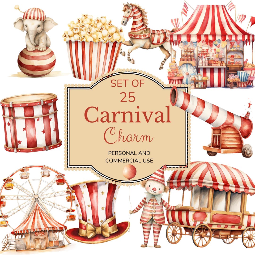 Carnival Clipart | Circus Clipart | DIY Craft Images | Party Invitation ...