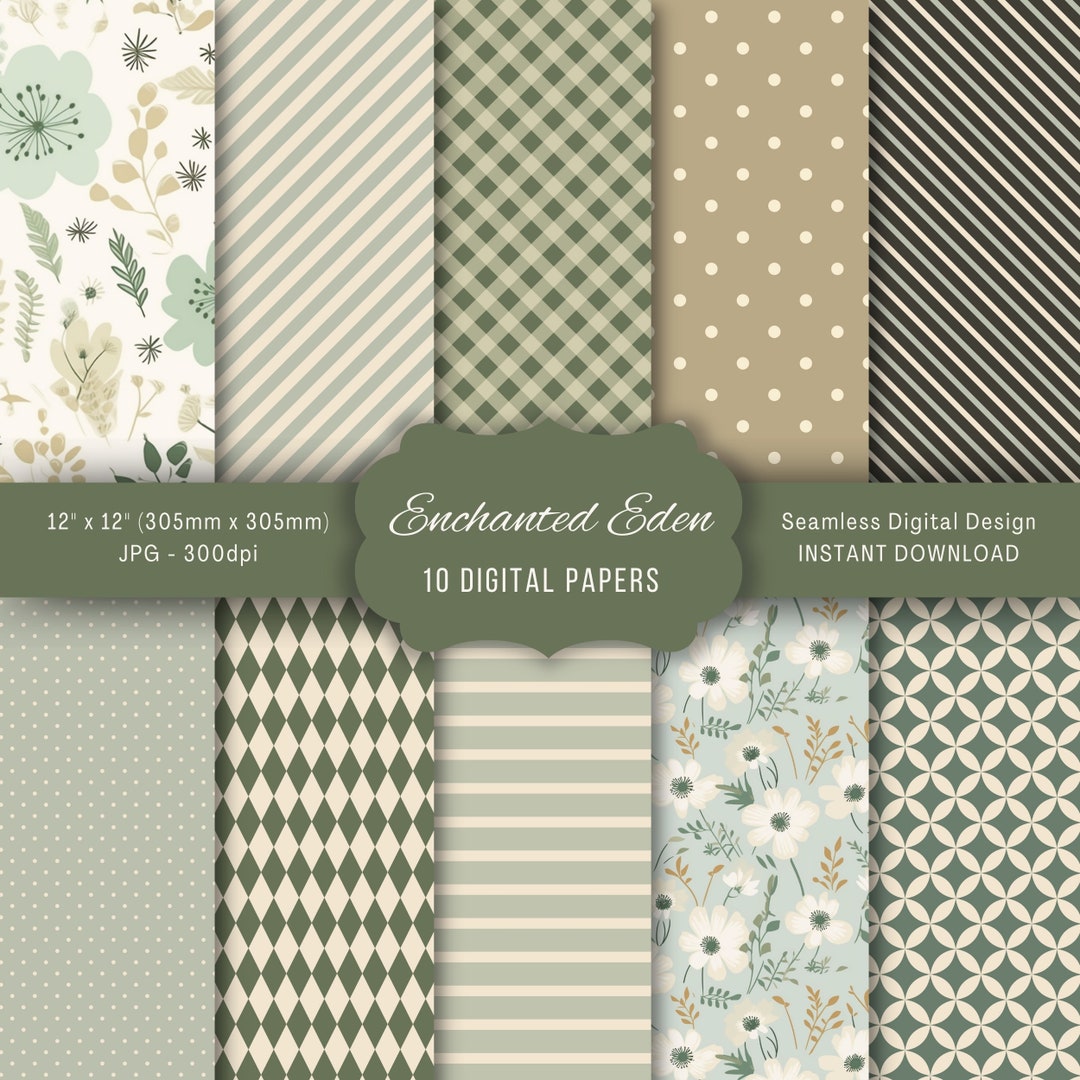 Enchanted Eden Scrapbook Paper: Seamless Floral & Geometric Patterns ...
