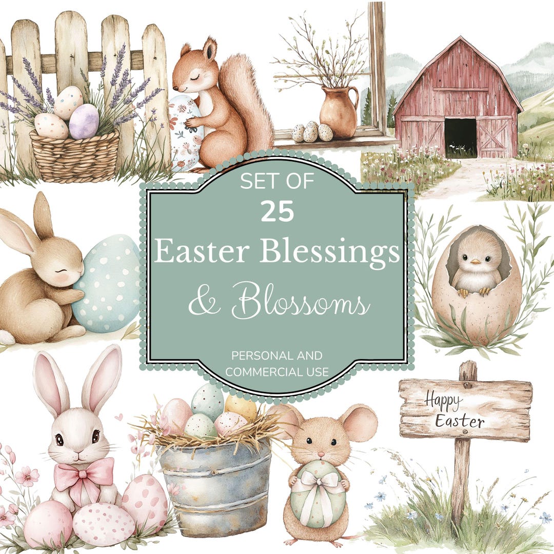 Easter Clipart Bundle: Spring Animals & Eggs Pngs (digital Download) - Etsy