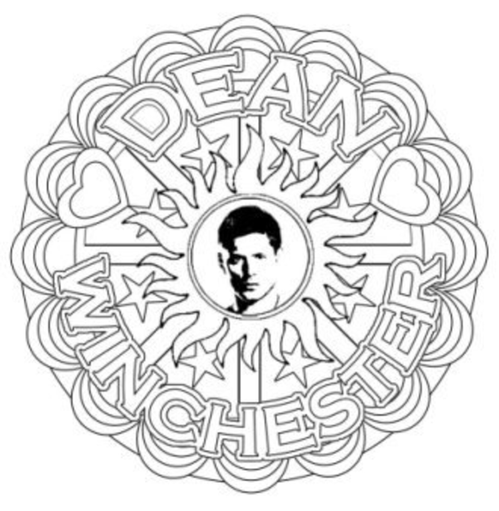 Supernatural Dean Winchester Mandalas - Grown-up Colouring!!! - Etsy