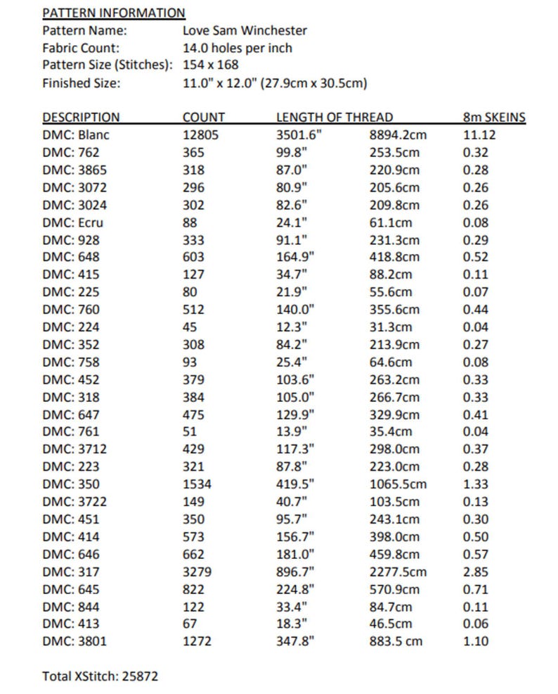 Love Sam Winchester (jared Padalecki - Supernatural) Counted Cross ...