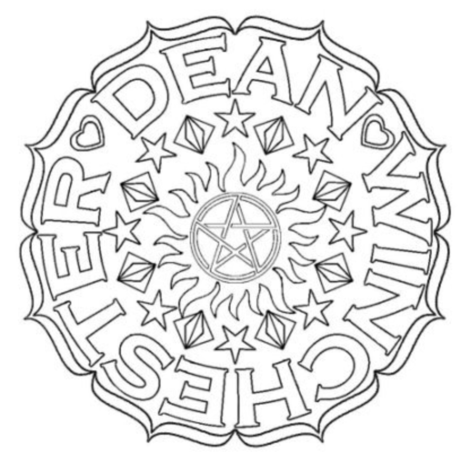 Supernatural Dean Winchester Mandalas - Grown-up Colouring!!! - Etsy