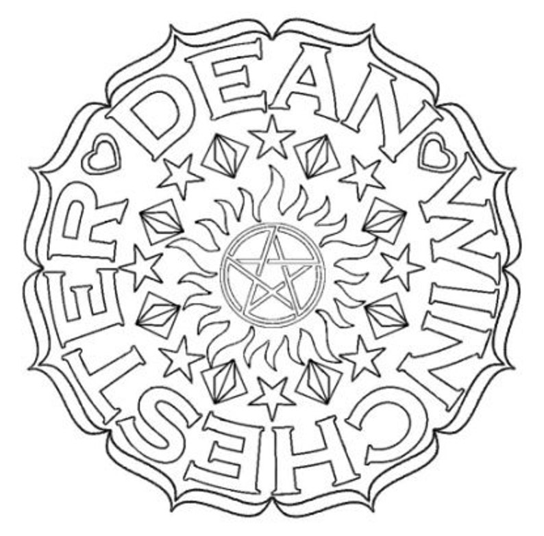 Supernatural Dean Winchester Mandalas - Grown-up Colouring!!! - Etsy