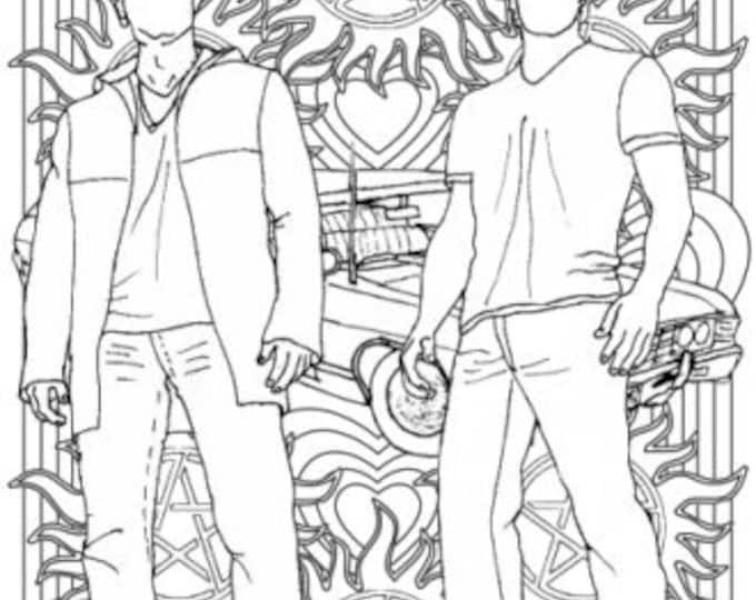 Supernatural Colouring for Grown-ups Sam and Dean | Etsy