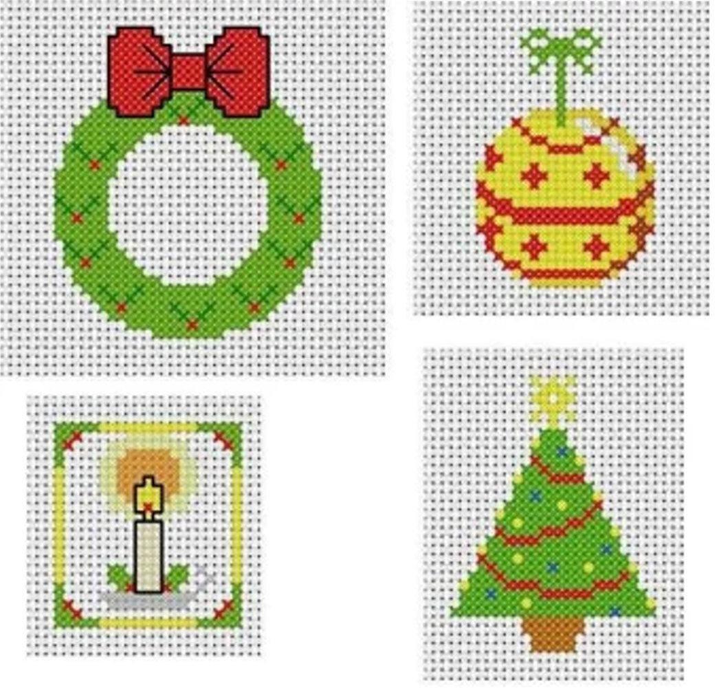 Four Simple Christmas Cross Stitch Patterns for Card Making - Etsy