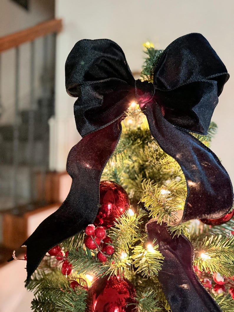 Handmade Oversized Emerald Green Velvet Christmas Tree Topper Bow - Etsy