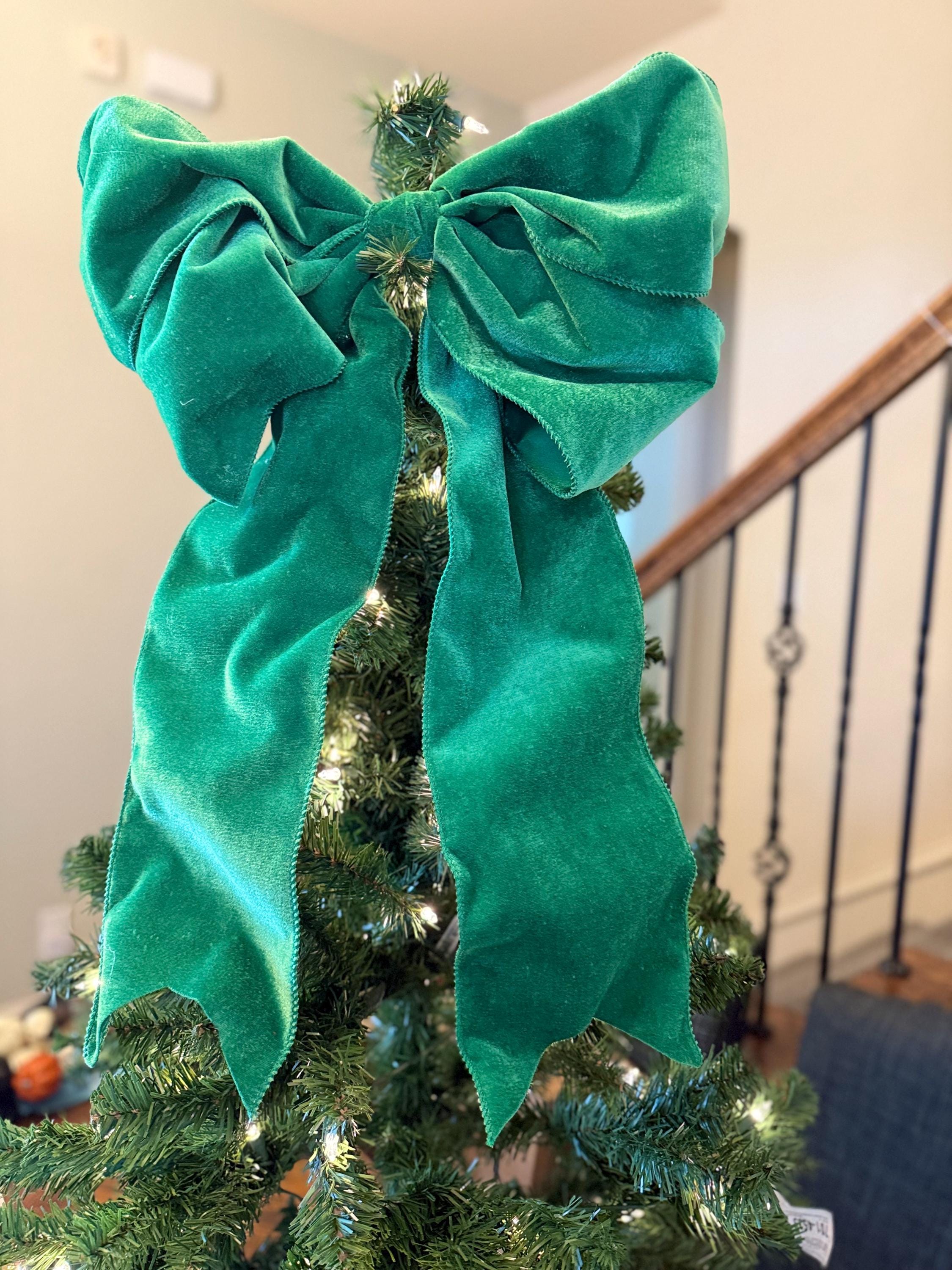 Handmade Oversized Emerald Green Velvet Christmas Tree Topper Bow - Etsy