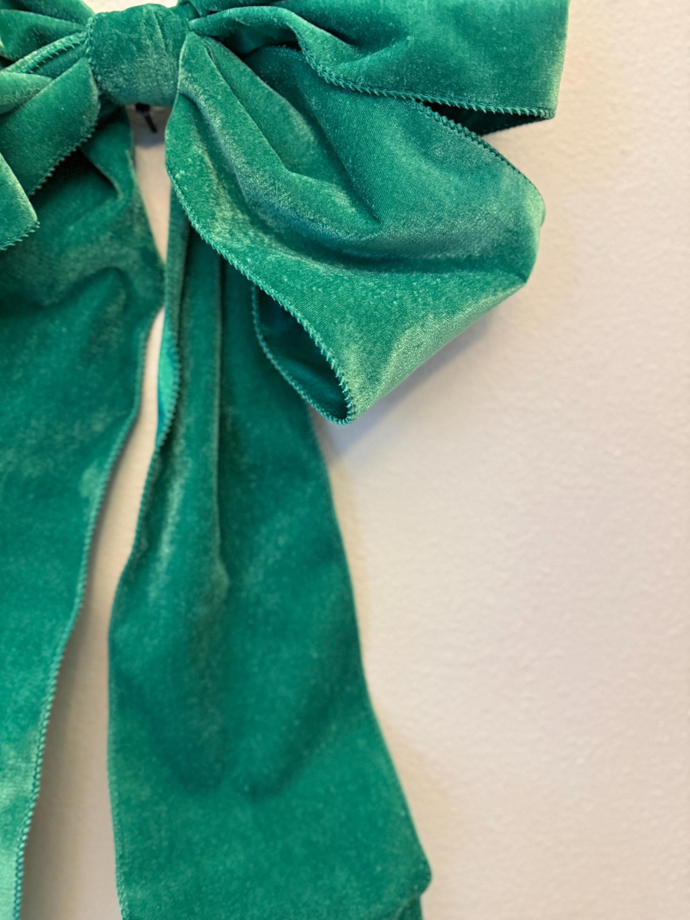 Handmade Oversized Emerald Green Velvet Christmas Tree Topper Bow - Etsy