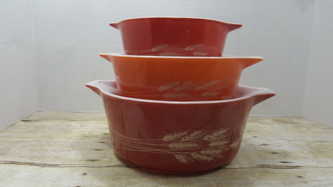 Set of Three Autumn Harvest Wheat Vintage Pyrex Casserole - Etsy