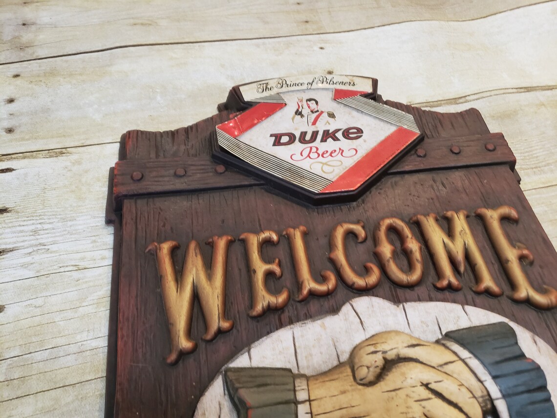 Dukes Beer Sign 1970s Plastic Vintage Beer Sign - Etsy