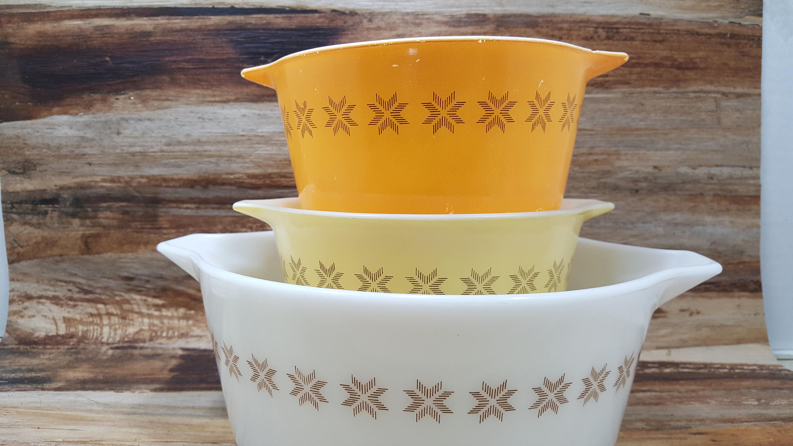 Set of 3 Pyrex Town and Country bowls vintage pyrex | Etsy