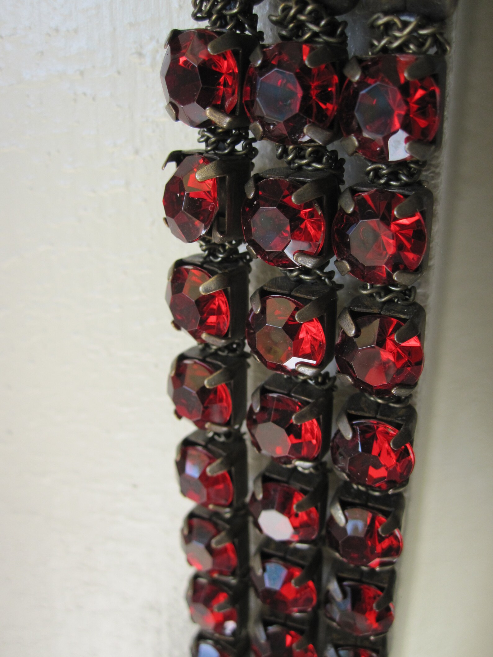 WIDE RED RHINESTONE Bracelet Magnetic Closure - Etsy