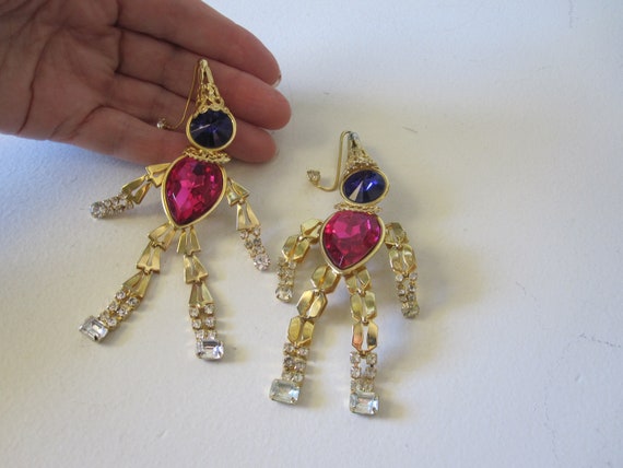 HUGE RHINESTONE CLOWN Mardi Gras Jester Articulated - Gem