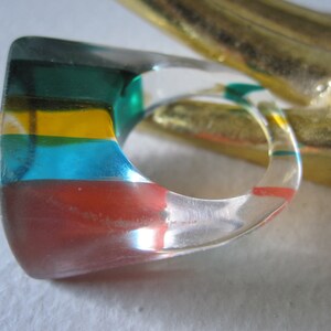 RAINBOW ACRYLIC DOME Ring - Etsy