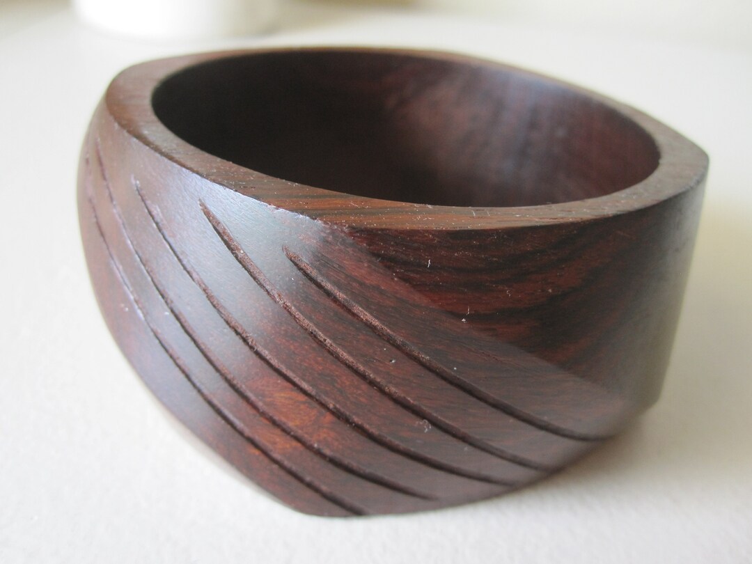 ARTISAN CARVED WOOD Bangle Bracelet - Etsy