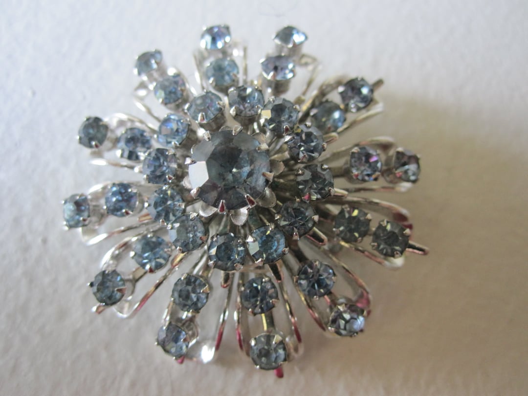 CORO BLUE STARBURST Rhinestone Brooch - Etsy