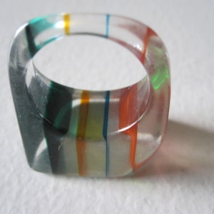 RAINBOW ACRYLIC DOME Ring - Etsy