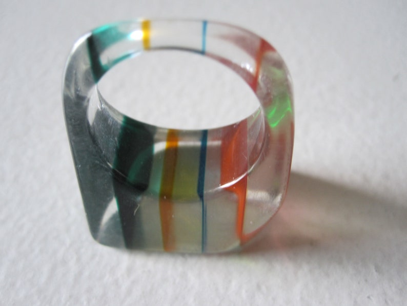 RAINBOW ACRYLIC DOME Ring - Etsy
