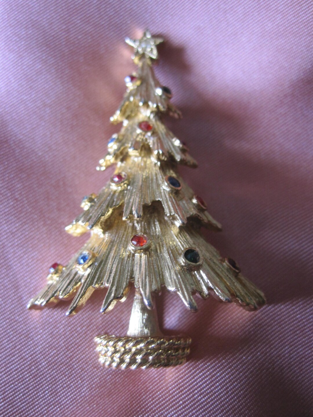MONET Rhinestone Christmas Tree Brooch - Etsy
