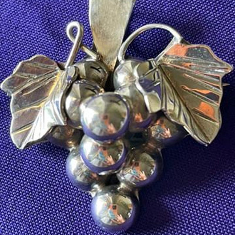 Sterling Grape Leaves Brooch - Etsy