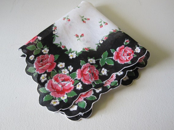 1960s RED ROSE Handkerchief - Gem