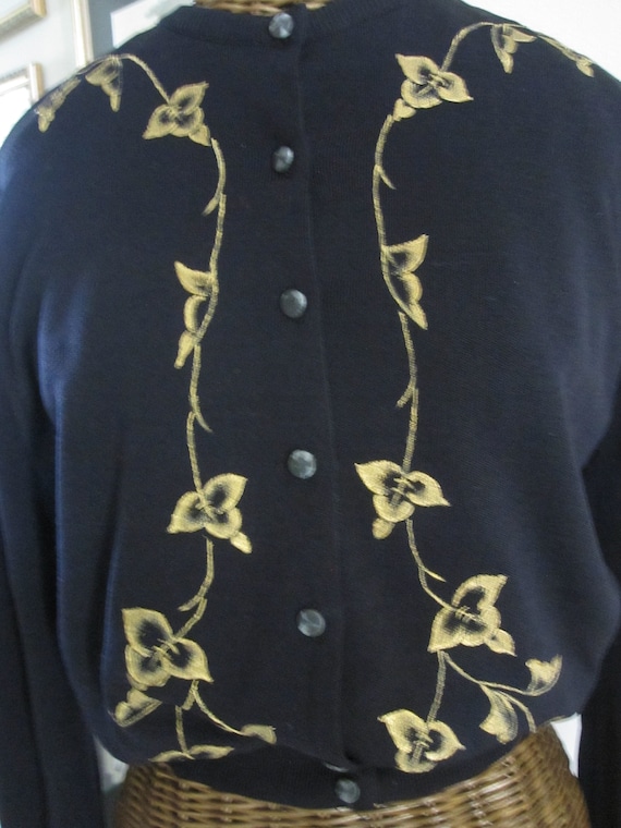 HAND PAINTED Black Cardigan OOAK - Gem