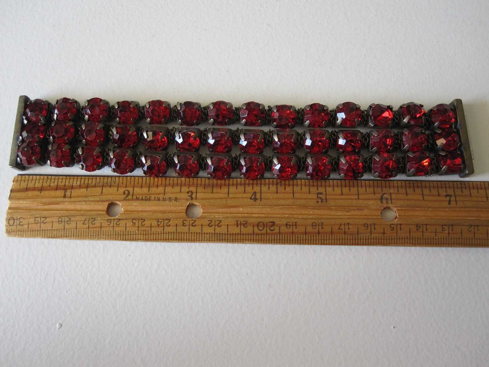 WIDE RED RHINESTONE Bracelet Magnetic Closure - Etsy