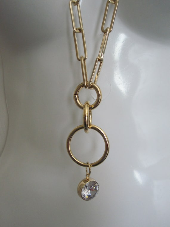 GOLD CHAIN & CRYSTAL Pendant Necklace - Gem