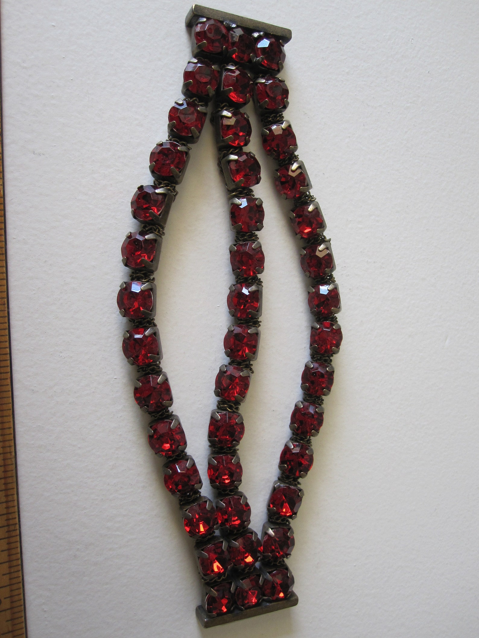WIDE RED RHINESTONE Bracelet Magnetic Closure - Etsy