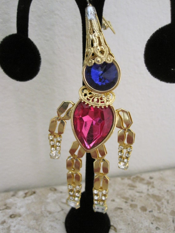 HUGE RHINESTONE CLOWN Mardi Gras Jester Articulated - Gem