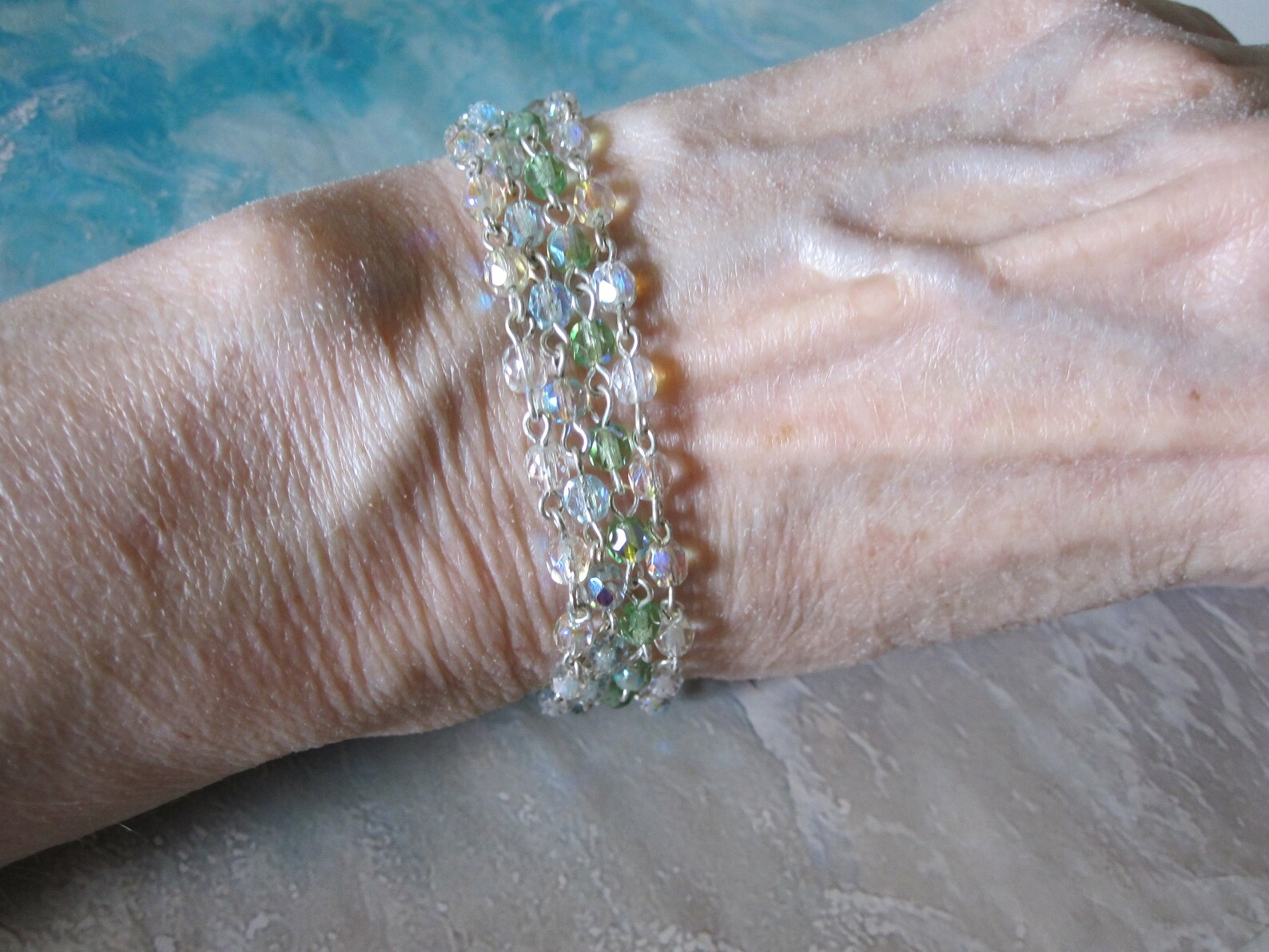 STERLING CRYSTAL CHARM Bracelet 4 Strand - Etsy