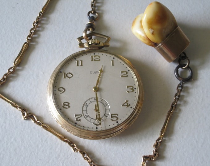 ELGIN POCKET WATCH With Elk Teeth Watch Fob - Etsy