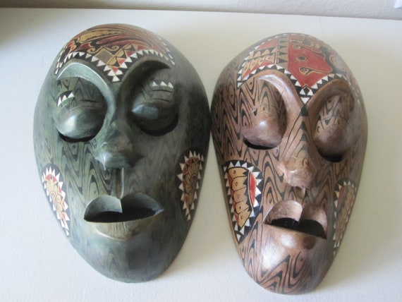 CARVED WOOD Wall MASKS Jamaica - Etsy