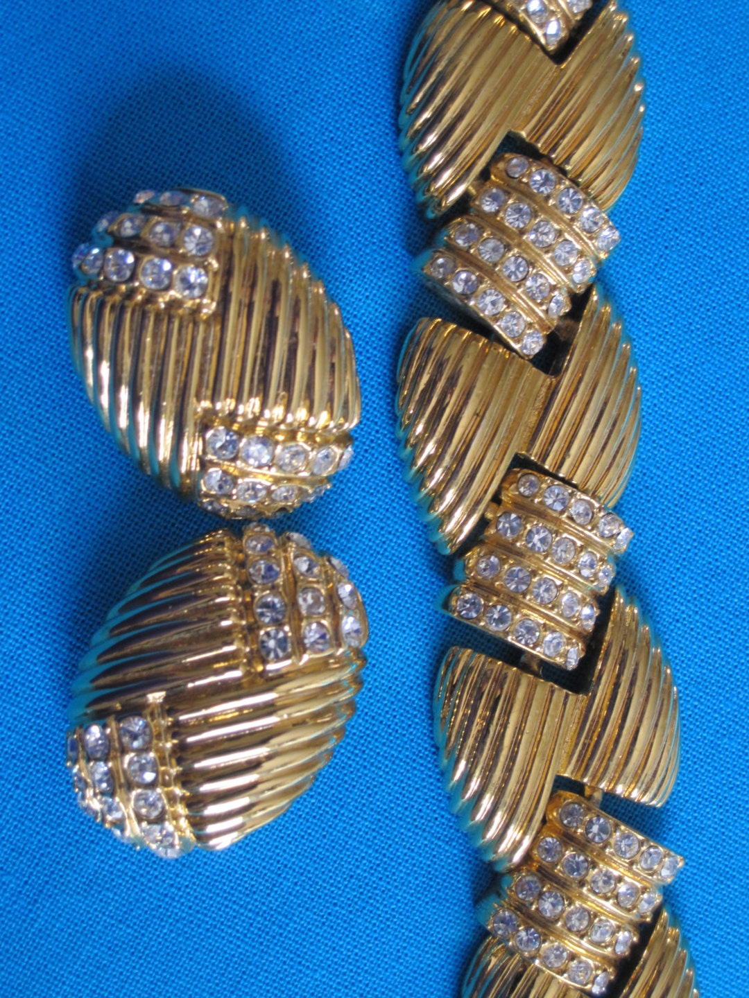 3 PC JOAN RIVERS Classics Collection Gold Rhinestone Bracelet and ...