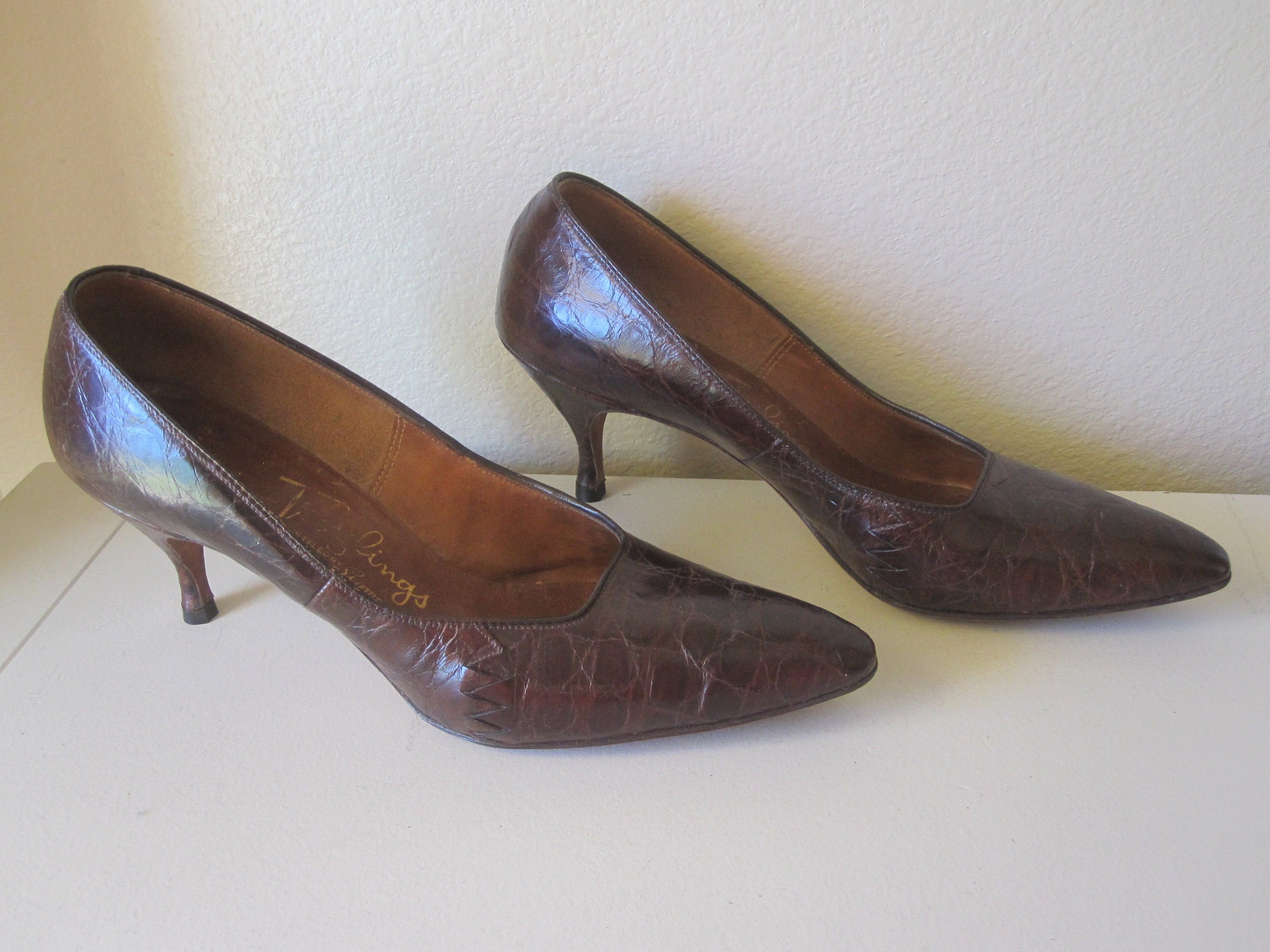 ALLIGATOR STILLETO HEELS Circa 1960s - Etsy
