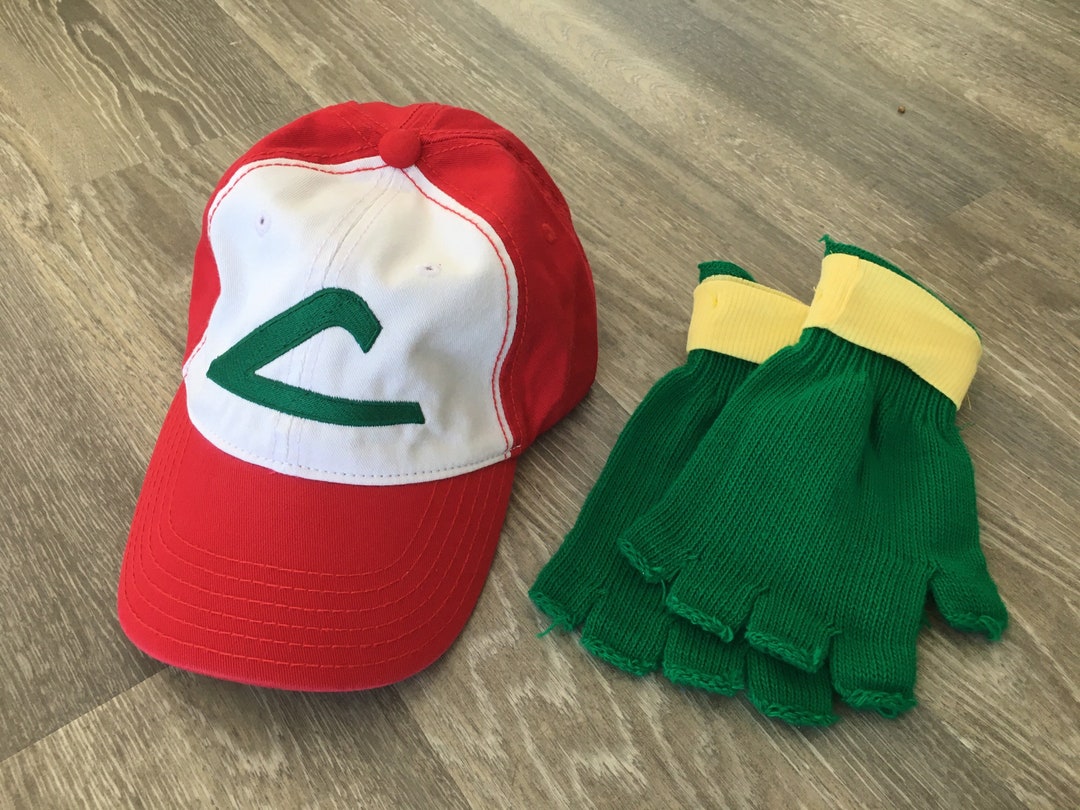 Pokemon Trainer ADULT Hat & Gloves - Costume Ash Ketchum Cosplay ...