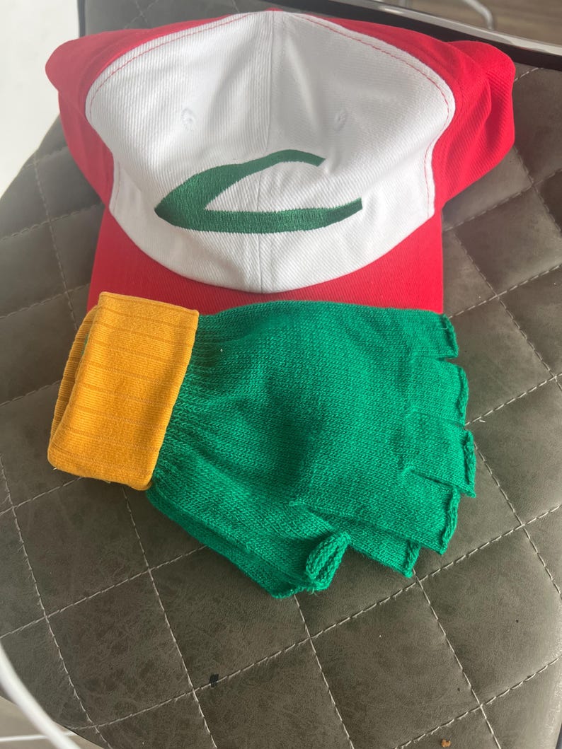 Pokemon Trainer ADULT Hat & Gloves - Costume Ash Ketchum Cosplay ...