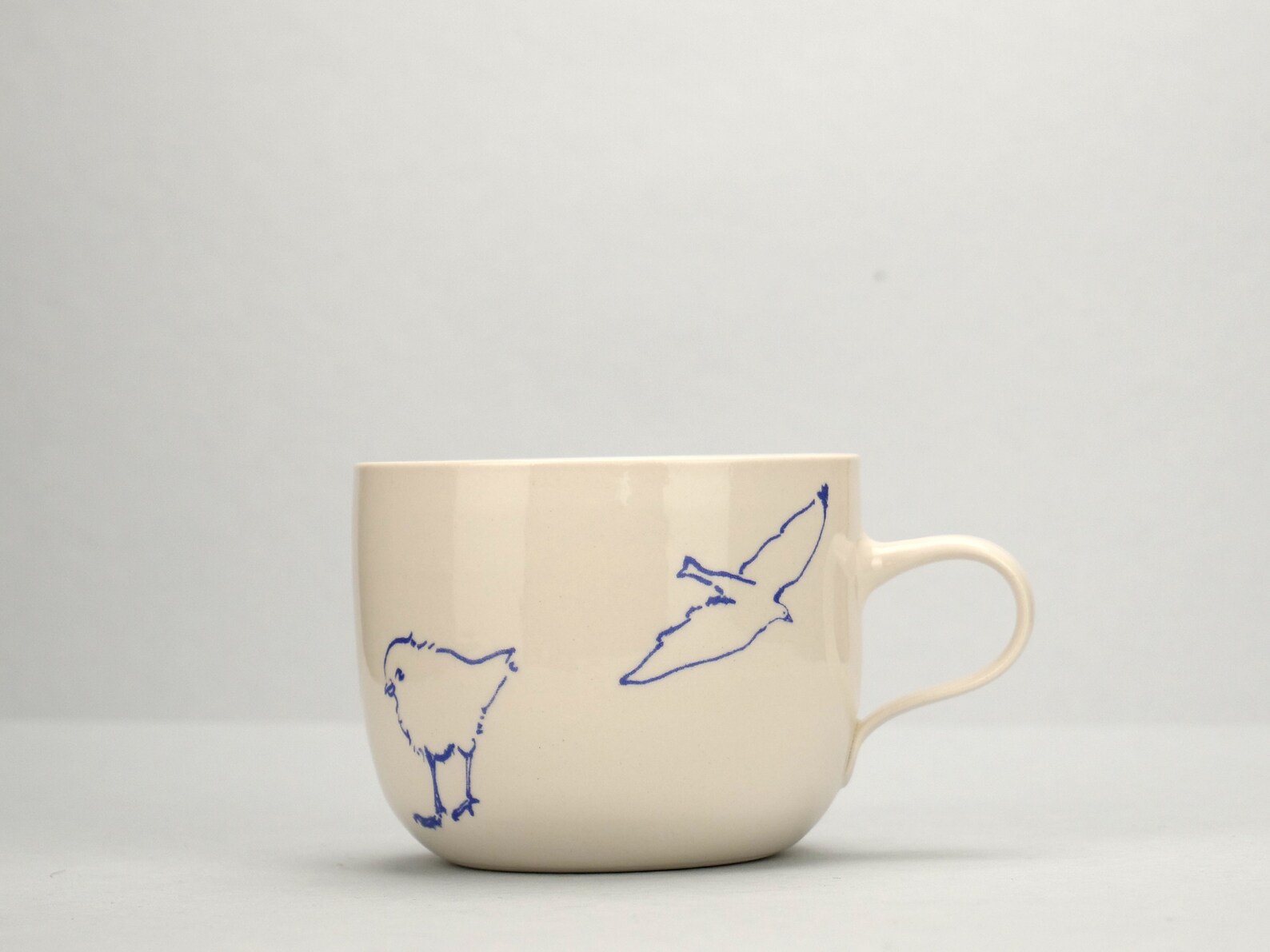 White Mug With Blue Birds Handled Cup for Tea Coffee Hot - Etsy
