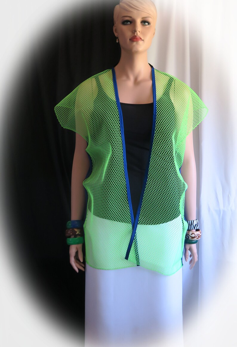 Top Summer Seahawk Mesh Cover-up Neon Mesh & Blue Stretch | Etsy