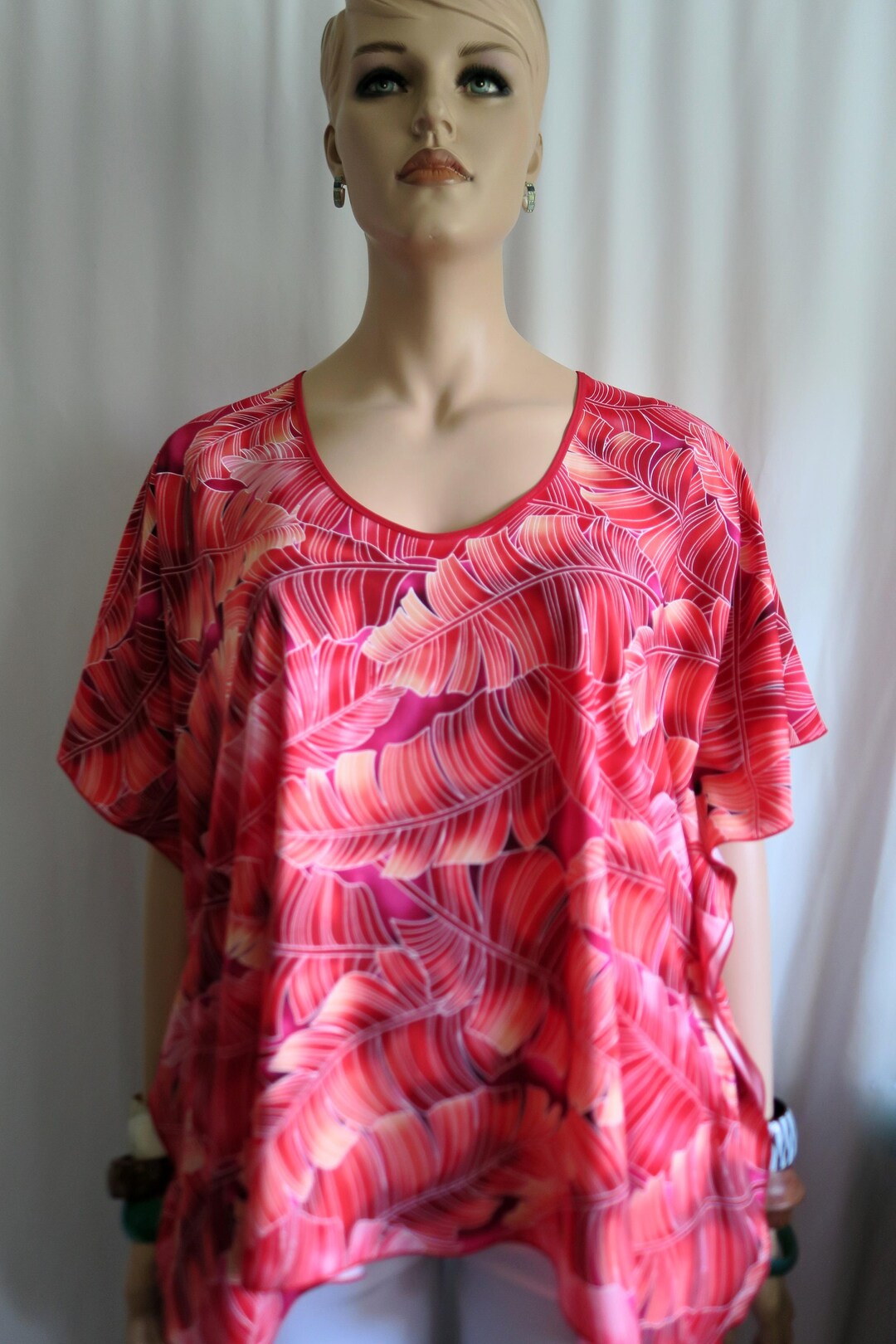 Hawaiian Top Bright Aloha Colors Butterfly Caftan Cover-up - Etsy