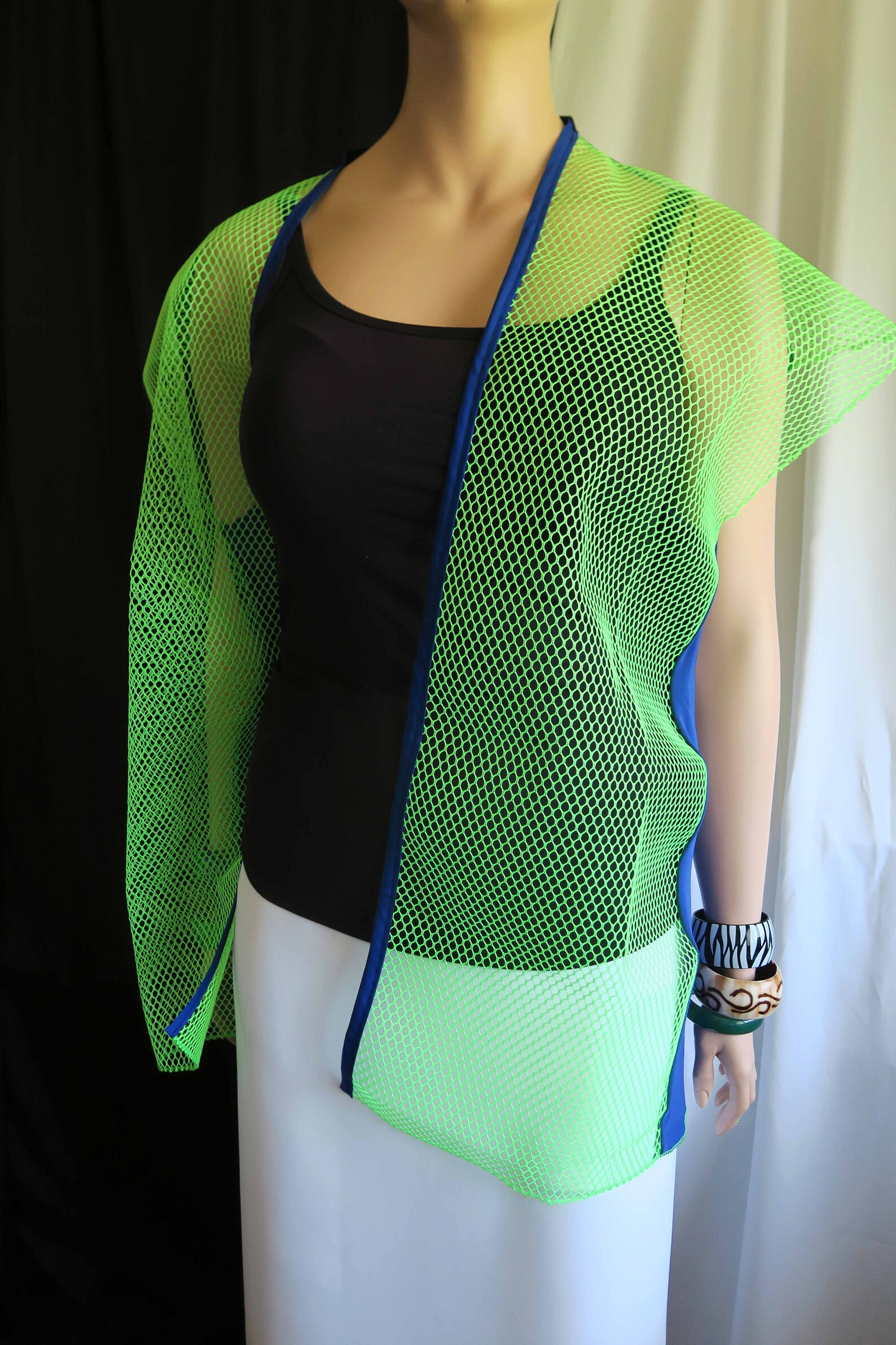 Top Summer Seahawk Mesh Cover-up Neon Mesh & Blue Stretch - Etsy