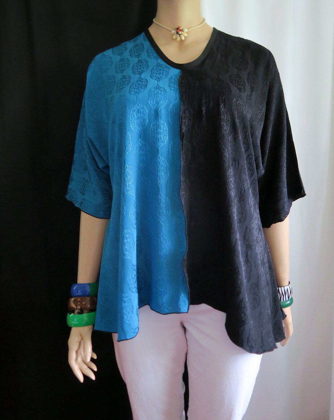 Plus Size Hawaiian Tunic Top: Two-tone Shimmer, Made in Hawaii USA - Etsy