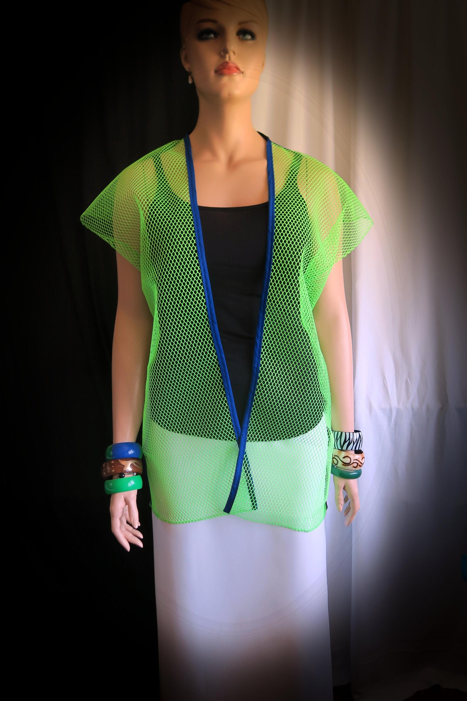 Top Summer Seahawk Mesh Cover-up Neon Mesh & Blue Stretch | Etsy