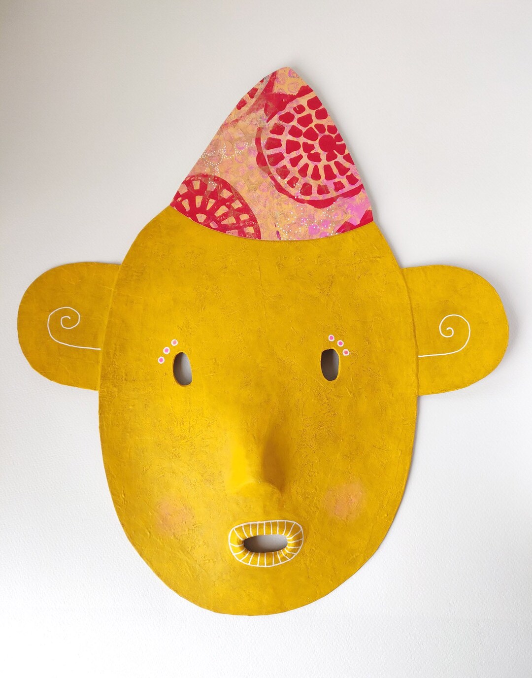 Yellow Monkey Mask Papier-mâché Low Brow Wall Decor Child - Etsy